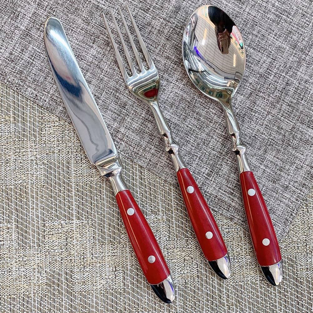 Aimilan 36 Piece Modern Flatware Set for 6, 18/10 Stainless Steel Red Silverware Set, Cutlery Set Include Fork Knife Spoon, Mirror Polished, Dishwasher Safe (36 Pcs Service for 6)
