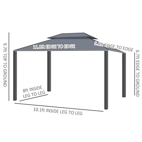 ZHYHSM-111 10x12 Hardtop Gazebo Aluminum Frame Gazebo, Polycarbonates Gazebo Canopy with Curtains for Patio Lawn and Garden