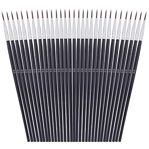 Miniature Detail Paint Brushes, Anezus 30 Pcs Paintbrushes Small Watercolor Artists Paint Brushes for Acrylics Oil Model Craft Nail Detail Painting, Size 00