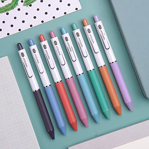 Writech Gel Pens Fine Point: 0.5mm Assorted Colors Ink Pen Set Clickable for Drawing Journaling Notetaking Bible Non Bleed 8ct Retractable Smooth Writing Multi colored No Smudge & Smear