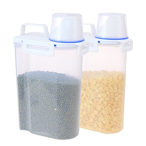 2Pack Food Storage Containers with Lids Airtight and Measuring Cup for Flour,Sugar,Grain,Rice & Baking Supply-Airtight Kitchen & Pantry Bulk Food Storage for Kitchen Organization,Clear 2.5L