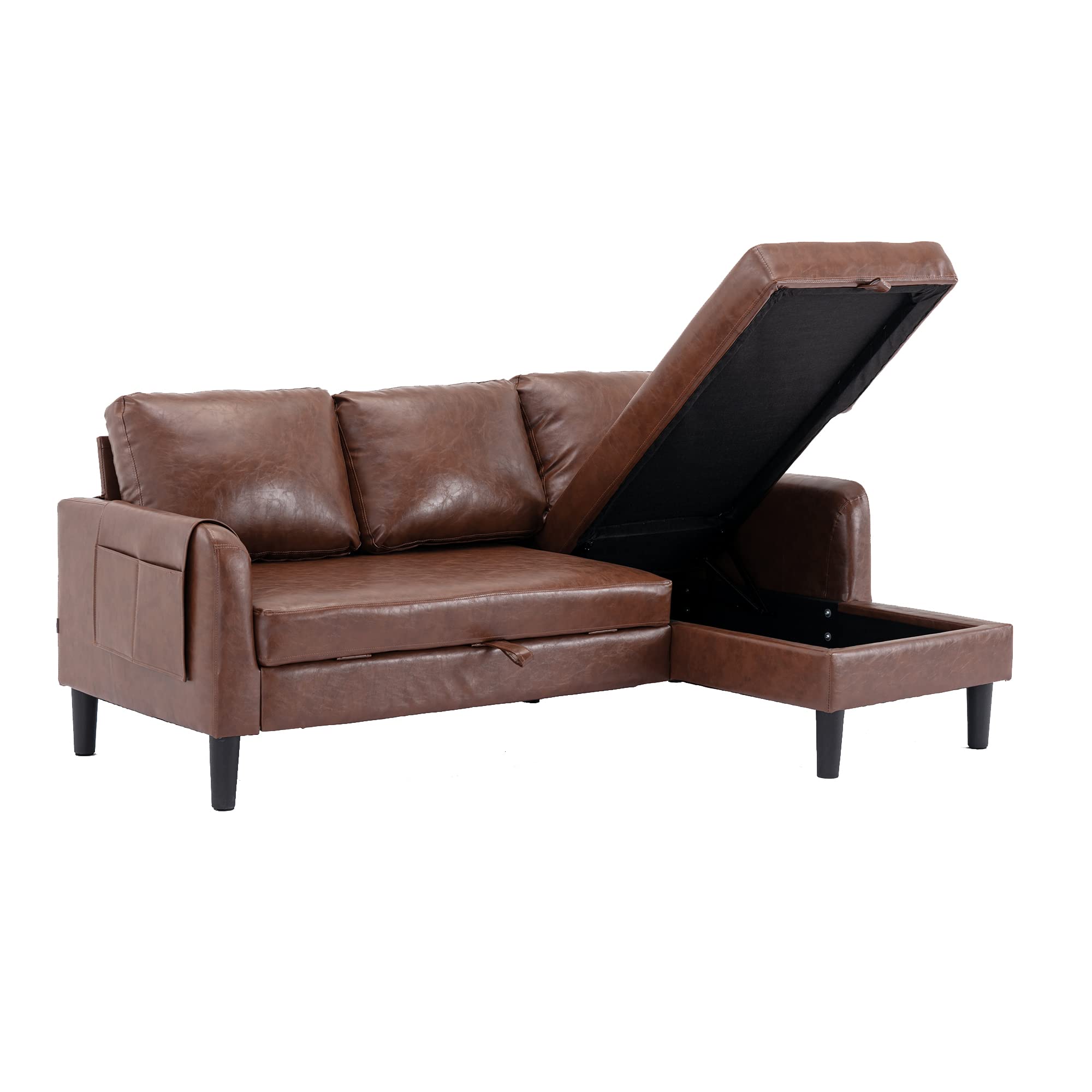 Eafurn 3 Seater Sectional Sofa with Chaise Lounge and Storage,L Shaped Convertible Couch Pull Out Bed,Comfy Velvet Upholstery Corner Sofa & Couches Button Tufted Living Room Furniture Sets