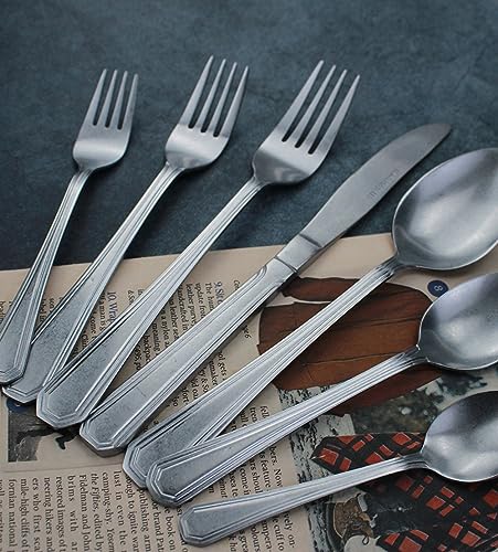 Silverware Set Cutlery Food-Grade Stainless Steel Retro Bordered Utensil Flatware Home Restaurant Small Business,Mirror Finish Tableware 20 Piece Service for 4