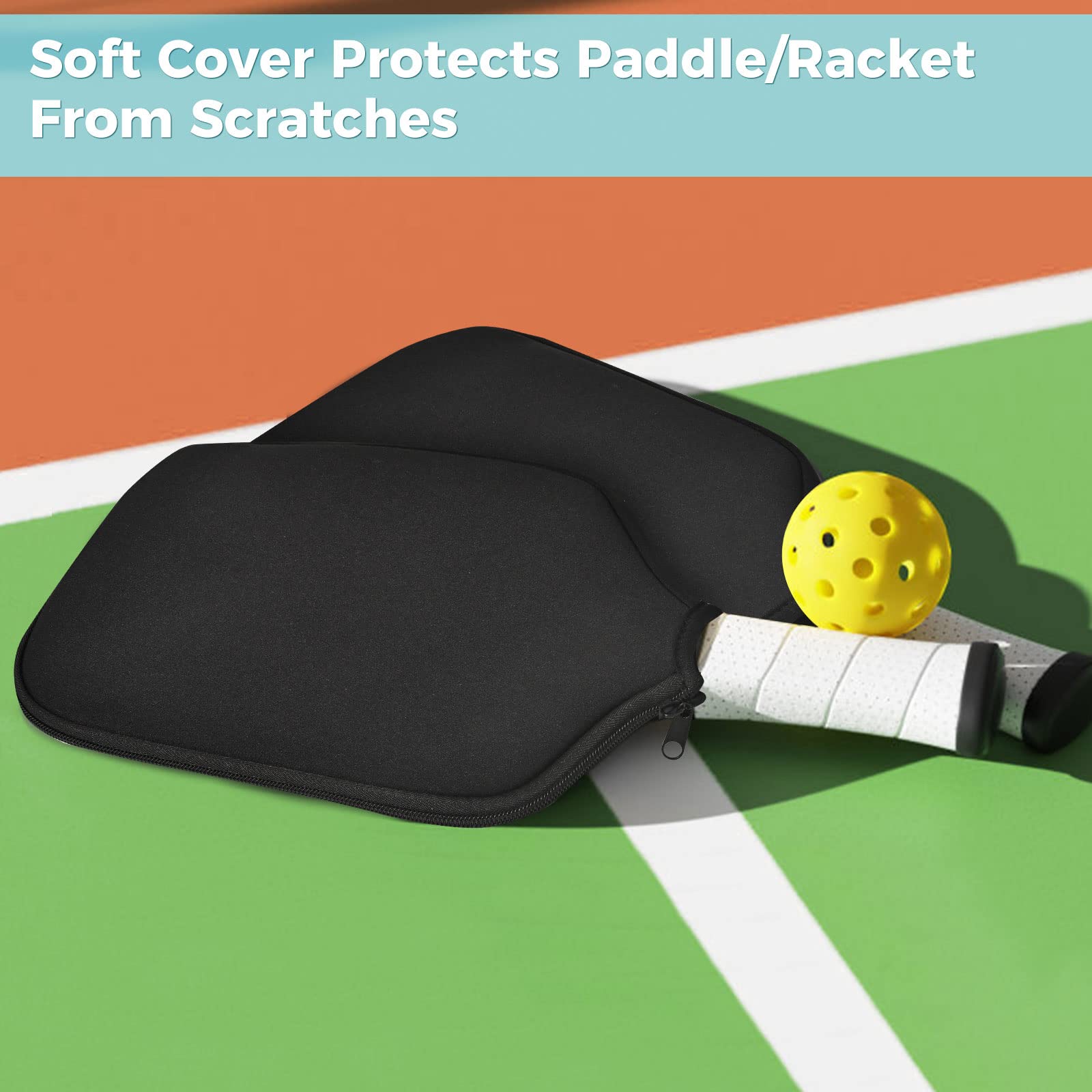 Pickleball Paddle Cover, Universal Case Size - 8.6 x 12.2 inches Racket Sleeve, Compatible with Most USAPA Standard and Elongated Pickball Paddles (1 Pack Black Net)