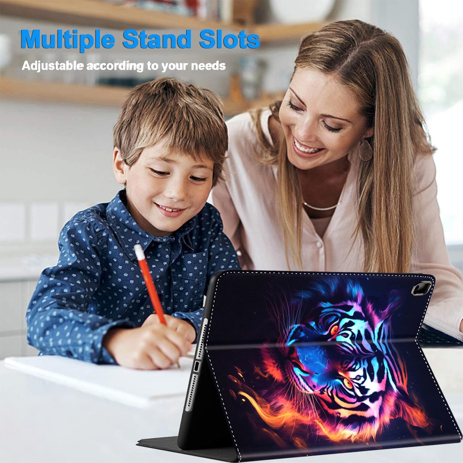 Case for iPad 10.2 Case 2021 iPad 9th Gen / 2020 iPad 8th Gen / 2019 iPad 7th Gen Case, Durable Shockproof Protective Cover for 10.2",Tiger