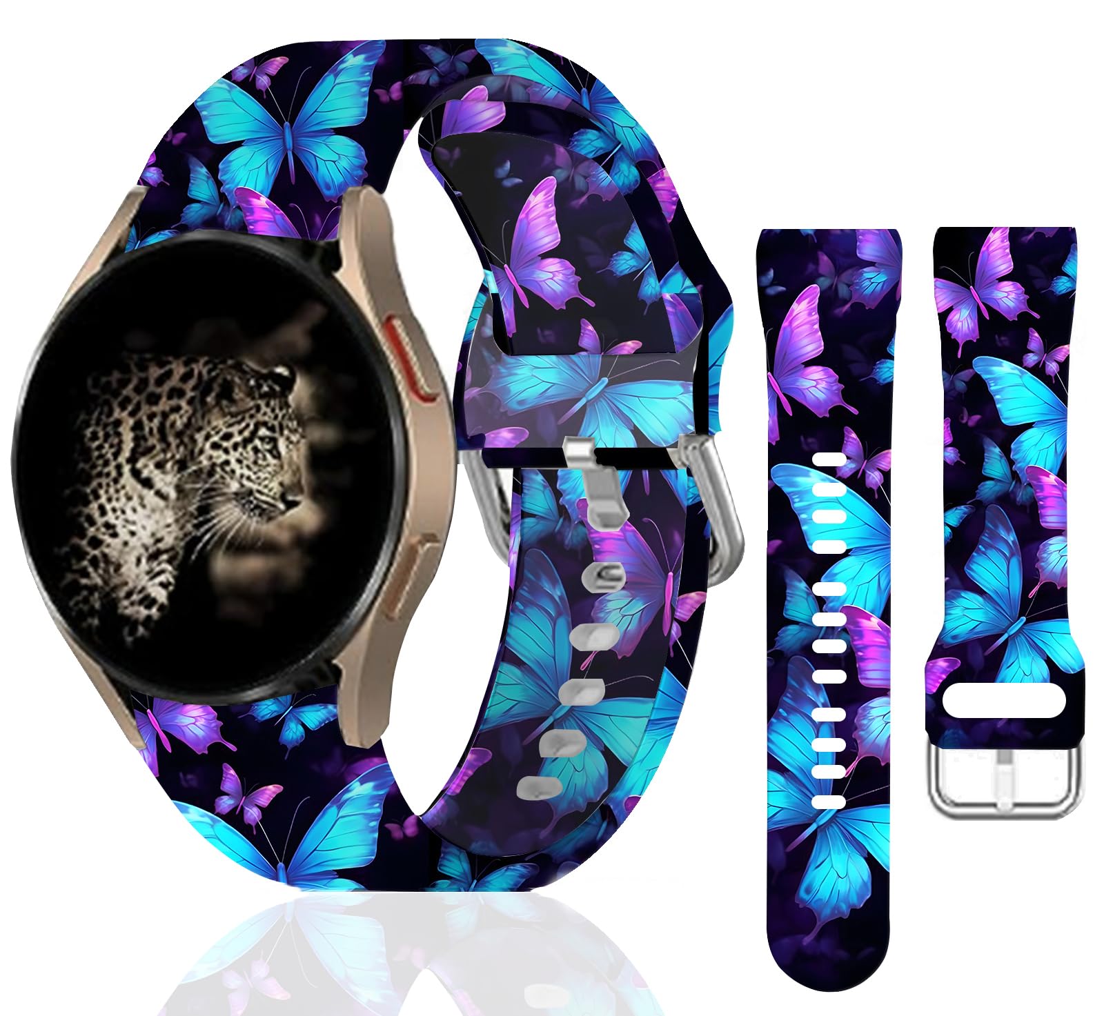 20mm Silicone Sport Bands Compatible for Galaxy Watch 6/Watch 5/Galaxy Watch 4 40mm 44mm/Classic 42mm 46mm/Watch 3 41mm, Active 2 Watch Bands,Cool Replacement Strap for Women Men(blue purple