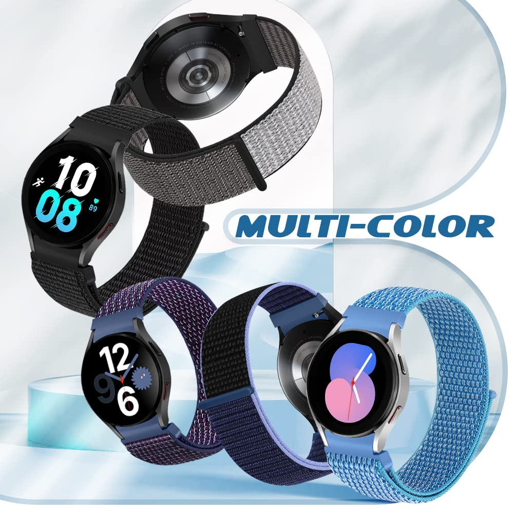 Bcuckood Nylon Loop Compatible with Samsung Galaxy Watch 6/5/4 40mm 44mm/Watch 6 Classic 43mm 47mm/Watch 5 Pro 45 mm/Watch 4 Classic 42mm 46mm, Sport Nylon Breathable Replacement Straps for Women Men