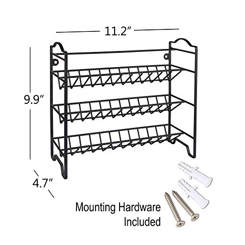 SWOMMOLY Spice Rack Organizer with 18 Empty Square Spice Jars, 396 Spice Labels with Chalk Marker and Funnel Complete Set, Spice Organizer for Countertop, Cabinet or Wall Mount, Black