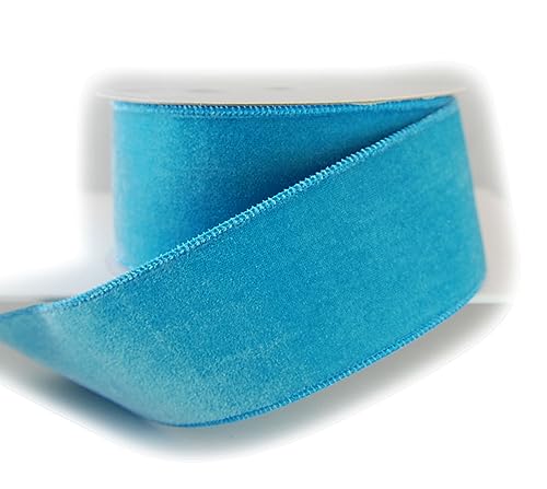 Premium Ribbon Leno Aqua Light Blue Thick Plush Velvet 2 1/2" 10 Yards