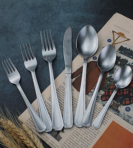 Silverware Set Cutlery Food-Grade Stainless Steel Retro Bordered Utensil Flatware Home Restaurant Small Business,Mirror Finish Tableware 20 Piece Service for 4