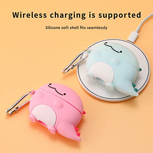 Compatible with Airpod Pro/pro 2nd Generation Case Cover 2019/2022, Cute Cool 3D Cartoon Dinosaur Design, for Girls Women Teens Airpod Pro/pro 2 case (Dinosaur Blue)