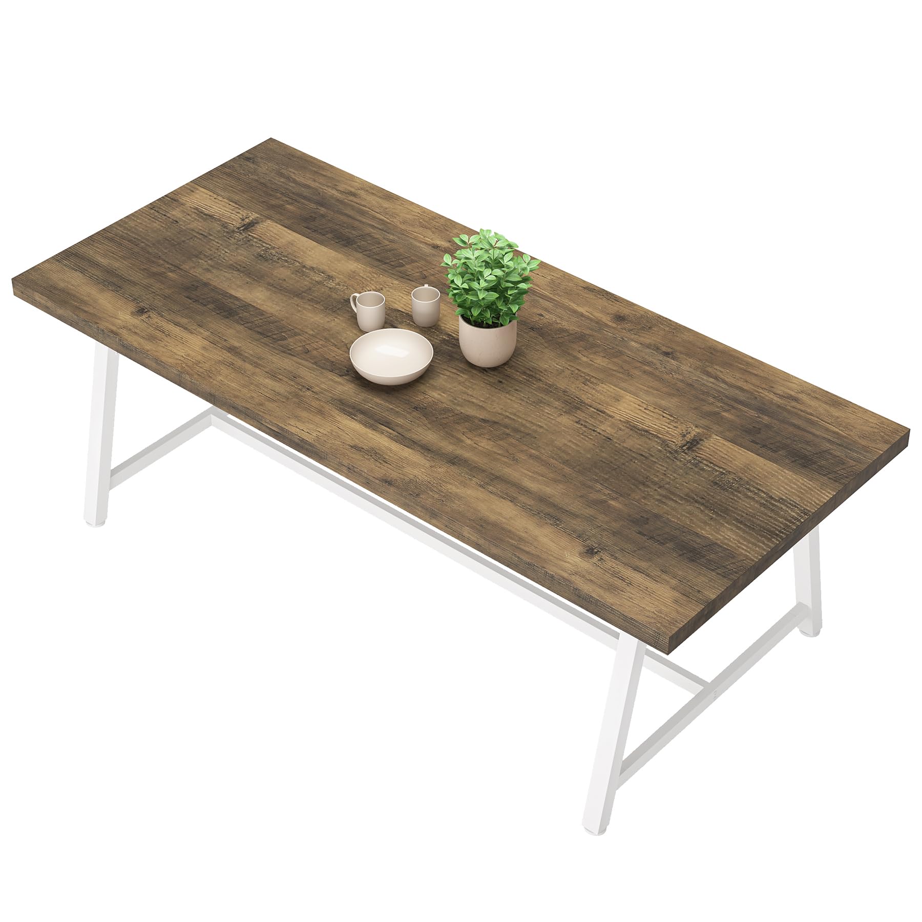 Tribesigns Dining Table for 8 People, 70.87-inch Rectangular Wood Kitchen Table with Strong Metal Frame, Vintage Large Long Dining Room Table for Big Family (Oak, No Chair)
