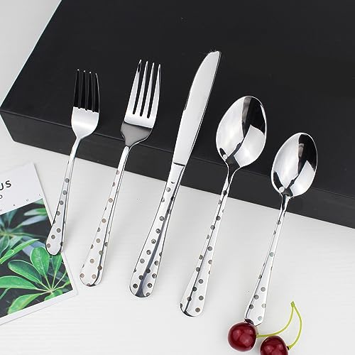 Silverware Set Flatware 20-Piece for 4 Retro Geometric Stainless Steel Unique Pattern Design Tableware Cutlery Set with Storage Box Kitchen Utensils Spoon and Fork Set Hand Wash Recommended