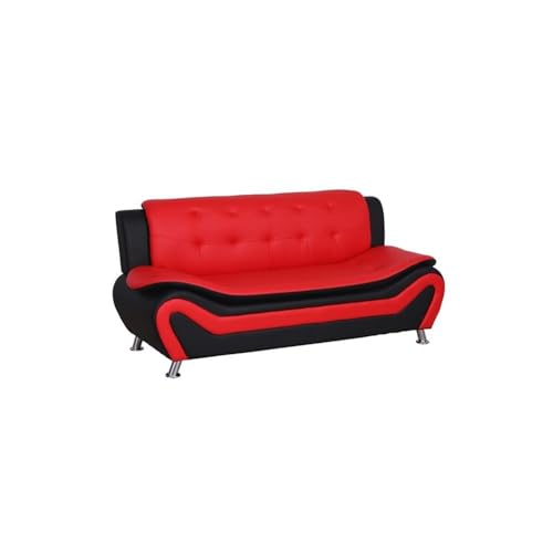 Kingway Furniture Puma Faux Leather Living Room Sofa - Black/Red