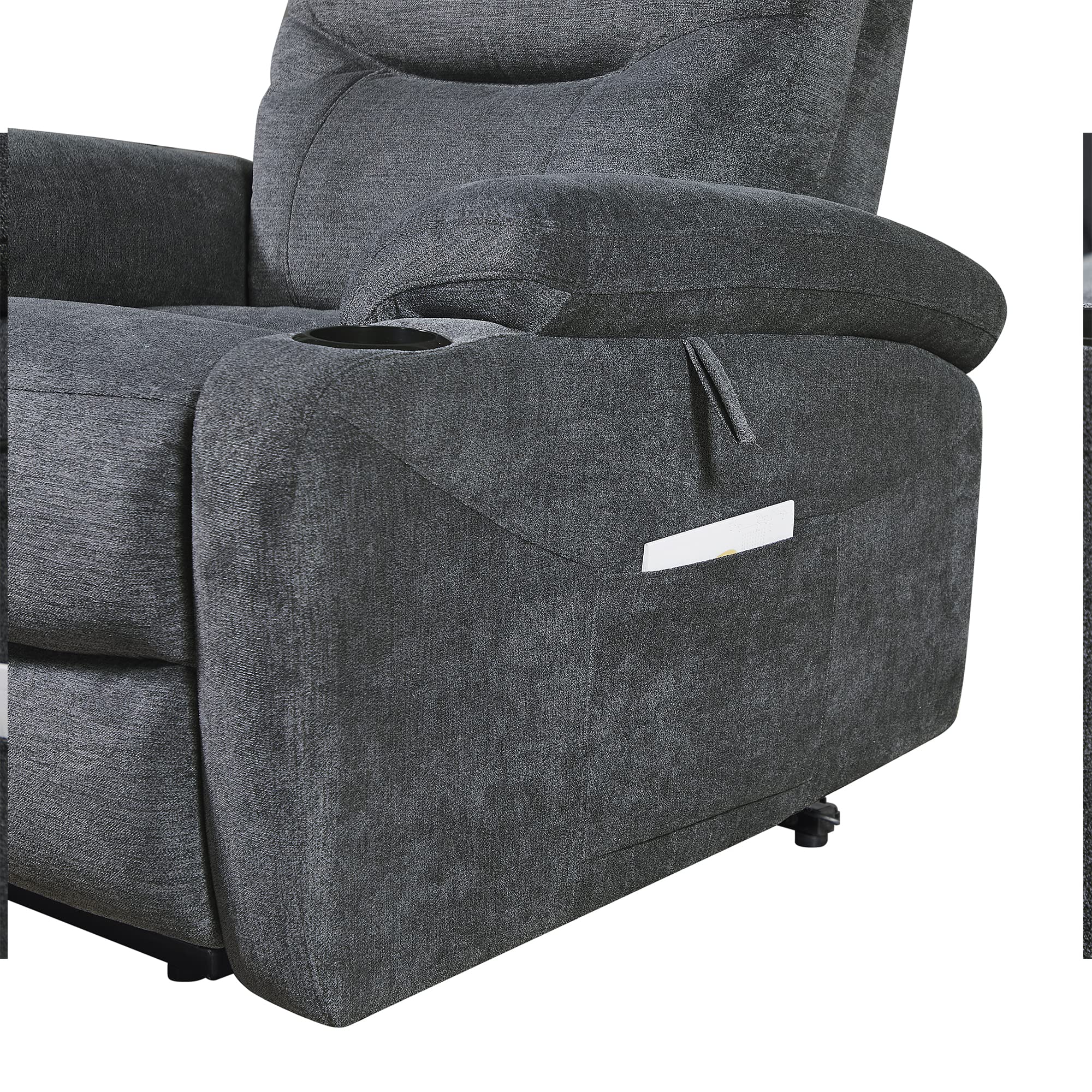 POCIYIHOME 35.5" Electric Power Lift Recliner Chair Sofa with 8 Vibrating Massage 1 Lumbar Heating Point for Elderly, 2 Side Pockets, Cup Holders, USB Ports, High-Tech Seat for Home, Dark Gray