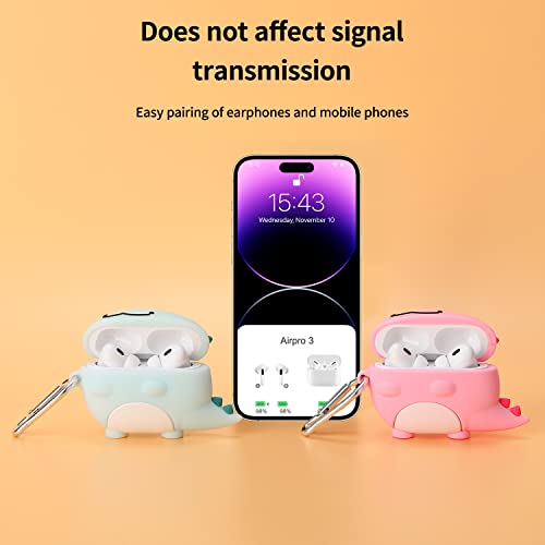 Compatible with Airpod Pro/pro 2nd Generation Case Cover 2019/2022, Cute Cool 3D Cartoon Dinosaur Design, for Girls Women Teens Airpod Pro/pro 2 case (Dinosaur Blue)