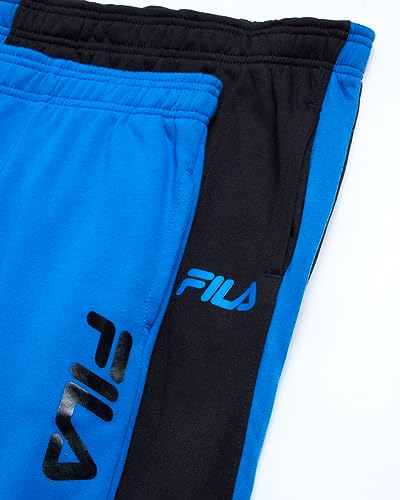 Fila Boys Active Sweatpants - 2 Pack Athletic Performance Fleece Jogger Sweatpants - Activewear Pants for Boys, S-XL, Size Medium, Prince Blue/Black