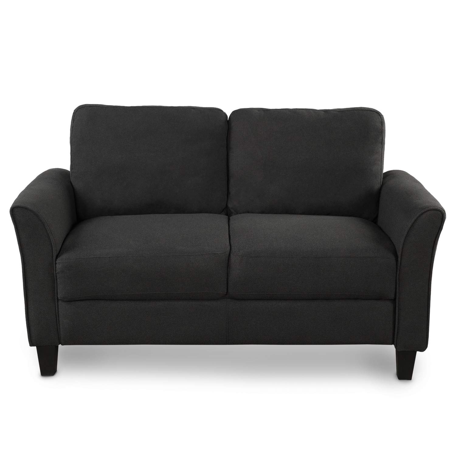 FIQHOME 53.7" Loveseat,Mid Century Modern Furniture Love Double Seat Sofa,Small Couch for Living Room,Bedroom,Apartment,Studio(Black)