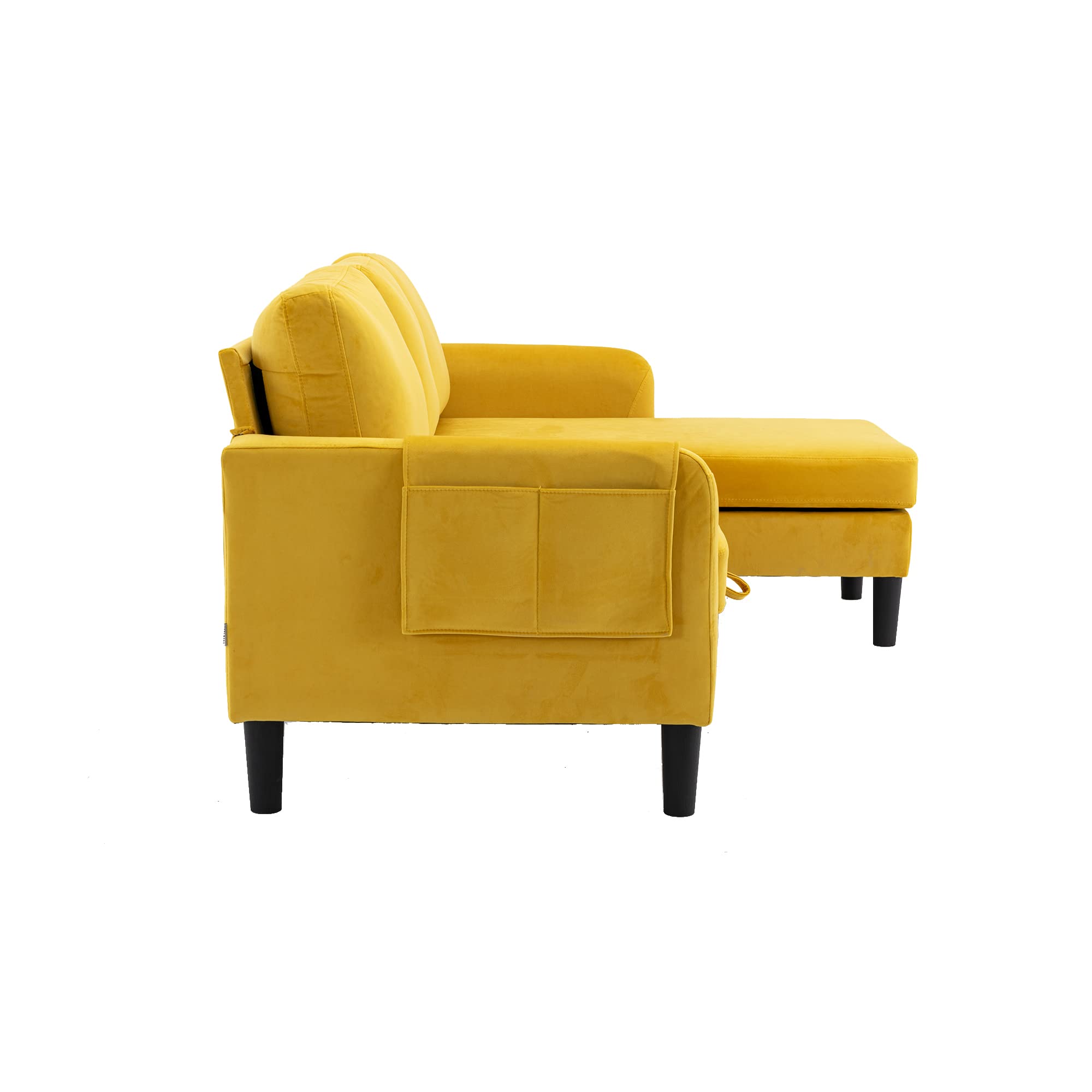 Eafurn 3 Seater Sectional Sofa with Chaise Lounge, L Shaped Convertible Couch Pull Out Bed and Storage, Comfy Velvet Upholstery Corner Sofa & Couches for Living Room Office