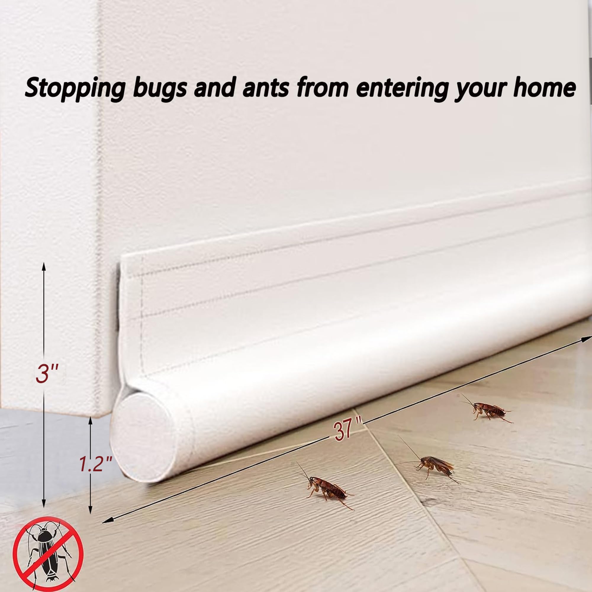 37" Cutable Door Draft Stopper Bottom One Sided Blockers for Bottom of Door Reduce Noise Cold Air, Dust, insulate Fits for Interior/Exterior Doors,1 Pack