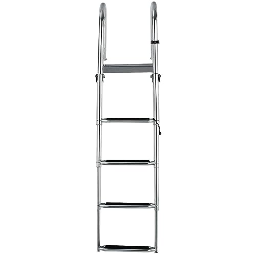 MNHW4 Step Stainless Steel Folding Telescoping Swim Deck Ladder Pontoon Boat Ladder MagnifiQ Ladder Telescoping Ladder Pool ladders for Above Ground Pools Above Ground Pool Ladder Pool Ladder