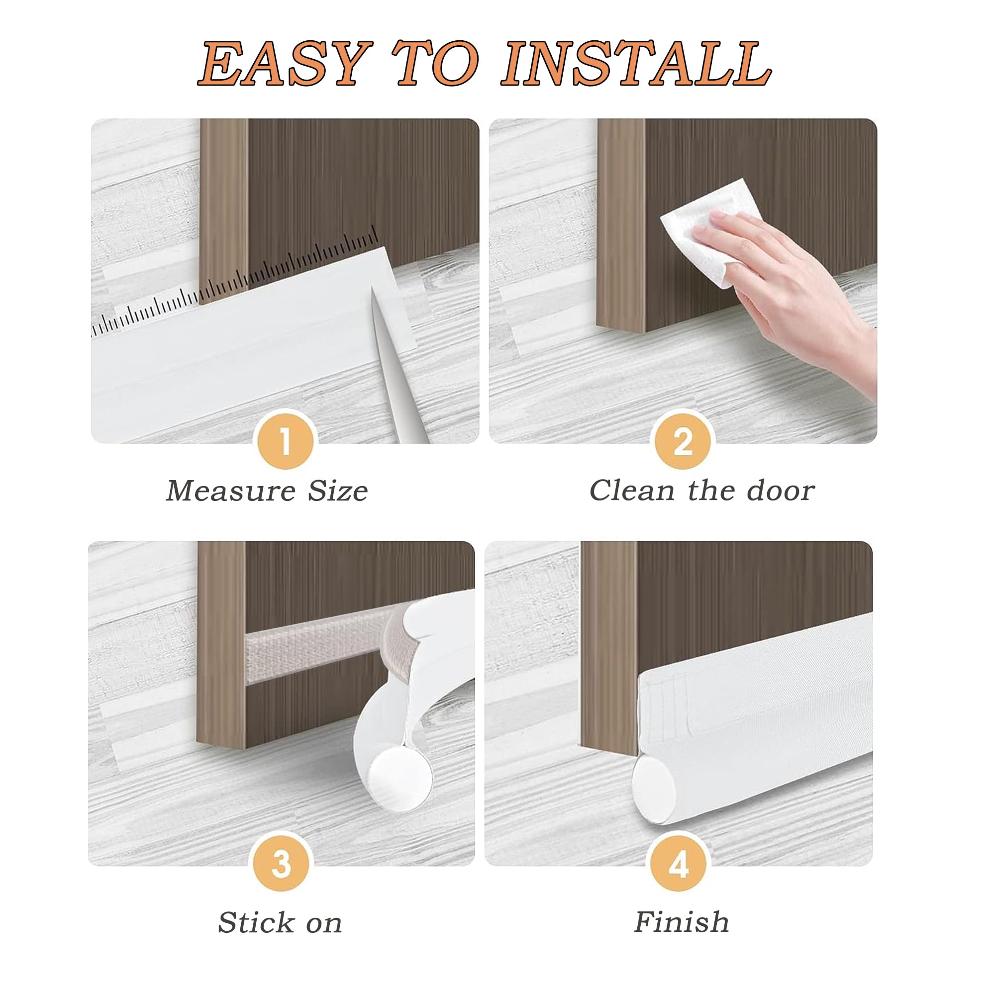 37" Cutable Door Draft Stopper Bottom One Sided Blockers for Bottom of Door Reduce Noise Cold Air, Dust, insulate Fits for Interior/Exterior Doors,1 Pack
