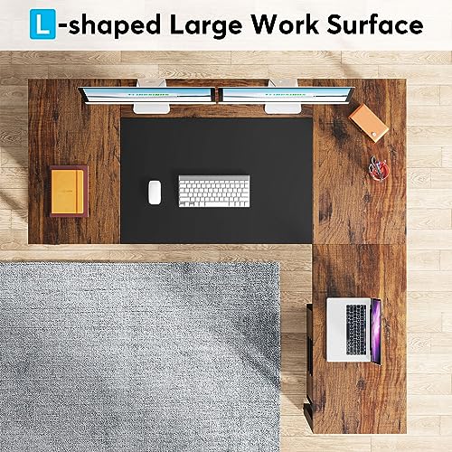 Tribesigns 63" L-Shaped Computer Desk with Mobile File Cabinet, Large Executive Office Desk with 3-Drawer Vertical Filing Cabinet, Business Furniture Sets for Home Office