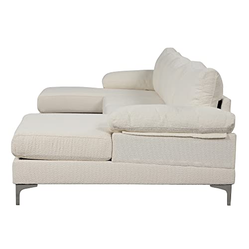 Casa Andrea Milano Modern Large BOUCLÉ U-Shape Sectional Sofa, Luxury Couch with Extra Wide Chaise Lounge, Couch for Living Room Apartment Lounge, Cream Boucle