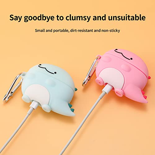 Compatible with Airpod Pro/pro 2nd Generation Case Cover 2019/2022, Cute Cool 3D Cartoon Dinosaur Design, for Girls Women Teens Airpod Pro/pro 2 case (Dinosaur Blue)