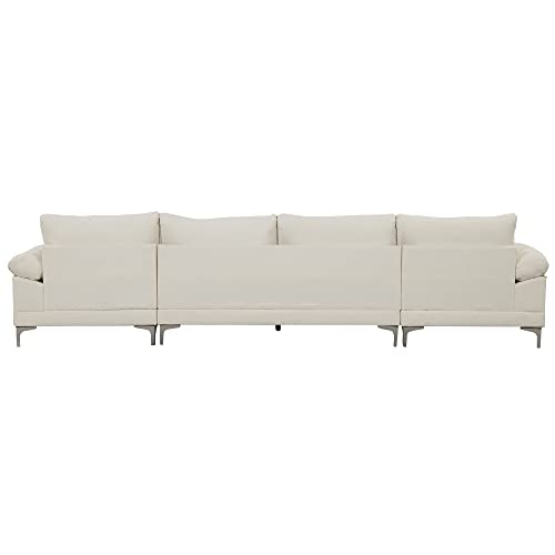 Casa Andrea Milano Modern Large BOUCLÉ U-Shape Sectional Sofa, Luxury Couch with Extra Wide Chaise Lounge, Couch for Living Room Apartment Lounge, Cream Boucle