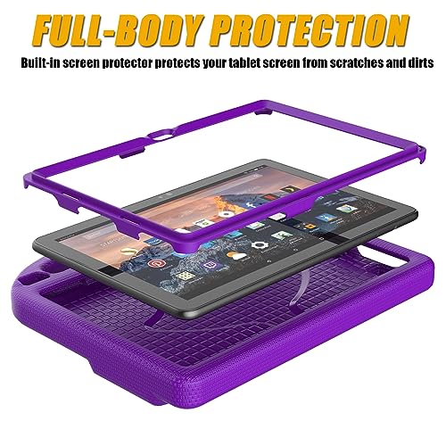 Kids Case for 10in Tablet Not for Samsung iPad 10 inch Tablets(Only 11th Gen, 2021 Release)- Patamiyar Lightweight Shockproof Case with Screen Protector Carring Handle Built-in Stand - Purple