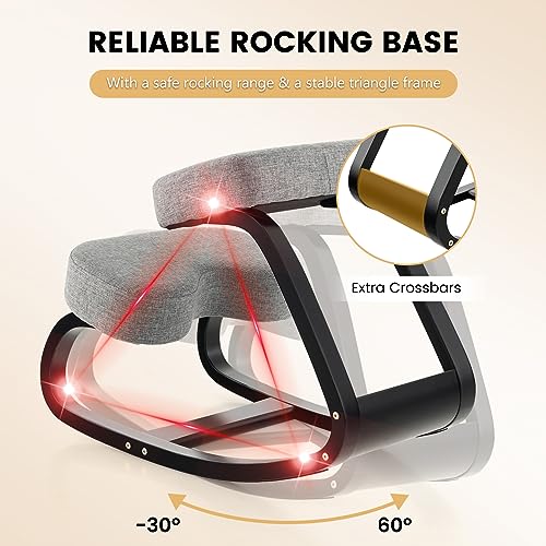 Goplus Kneeling Chair, Ergonomic Posture Chair with 4β Thick Padded Cushion, 330LBS Capacity, Ergo Kneel Support Stool for Back Neck Pain, Rocking Kneeling Desk Chair for Office Home (1)