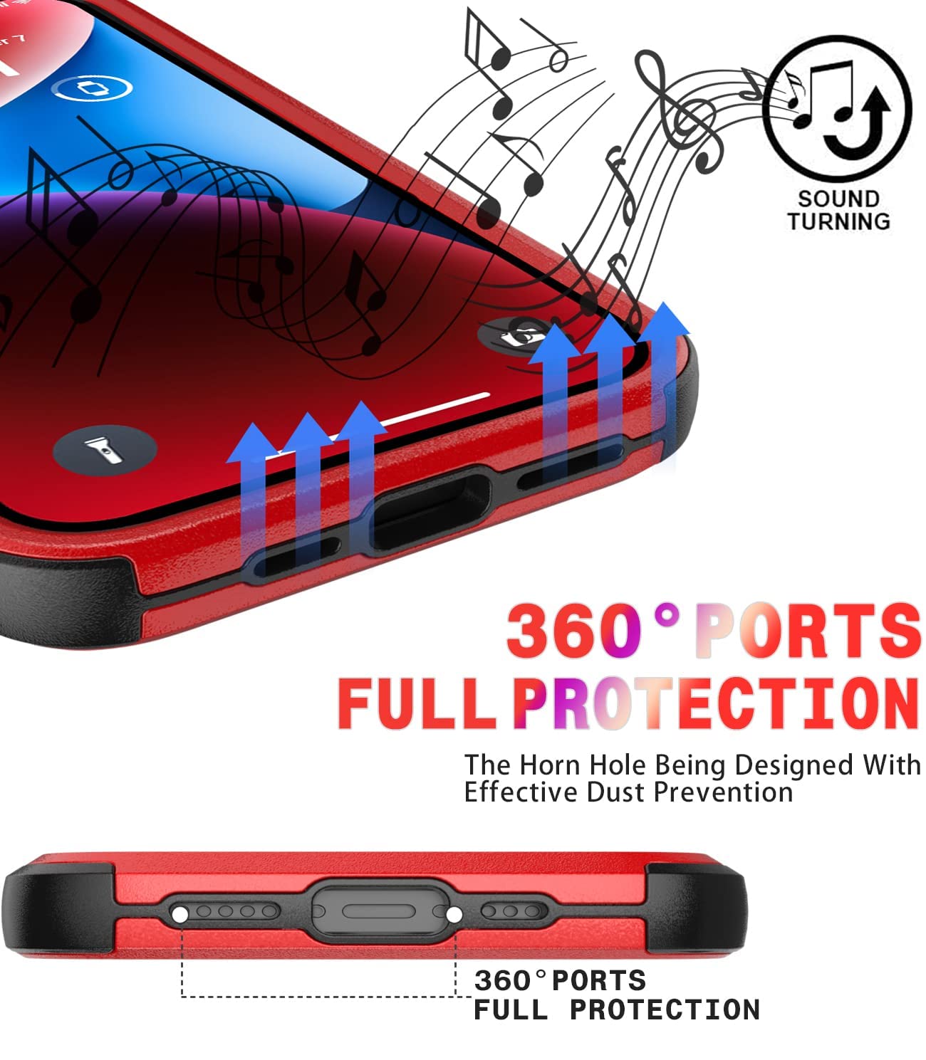 Diverbox for iPhone 14 Case [Shockproof] [Dropproof] [Tempered Glass Screen + Camera Lens Protector],Heavy Duty Protection Phone Case Cover for Apple iPhone 14 (Red)