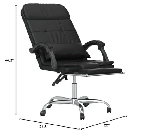 WEHUOSIF Scandinavian Minimalist Massage Reclining Office Chair, Black Faux Leather