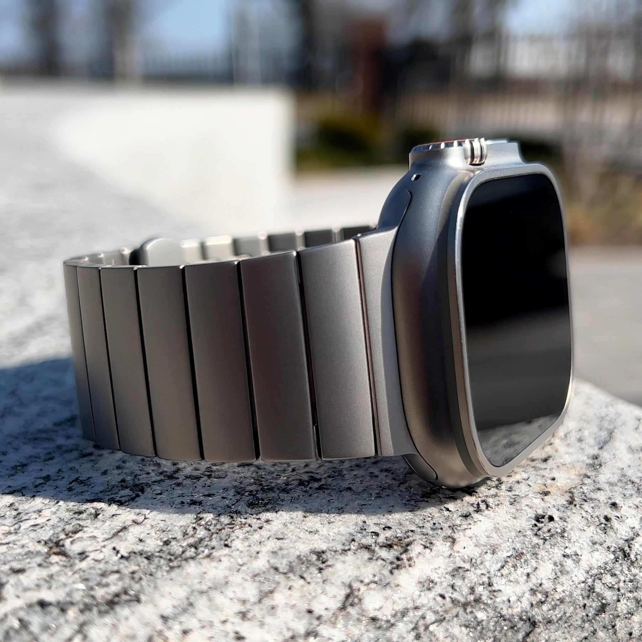 Ultra 2 Titanium Link Bracelet Compatible with Apple Watch Ultra 2 (49mm) - Grade 2 Titanium Band with DLC Coating (Diamond-Like-Carbon) for Scratch Resistance