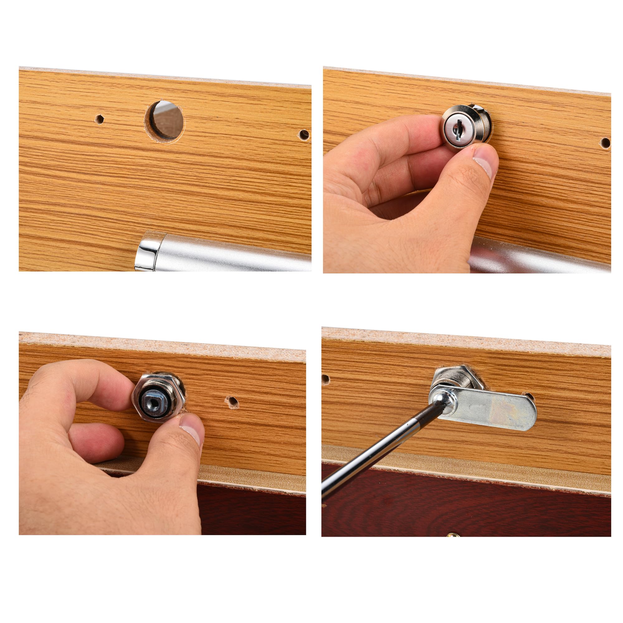 Cabinet Cam Lock Keyed Alike, 1-1/8" with Keys, Replacement Secure Drawer RV Camper Storage Lock for Cylinder Tool Box Mailbox Truck Vending Machine File, Zinc Alloy Chrome Finish (3Pack)