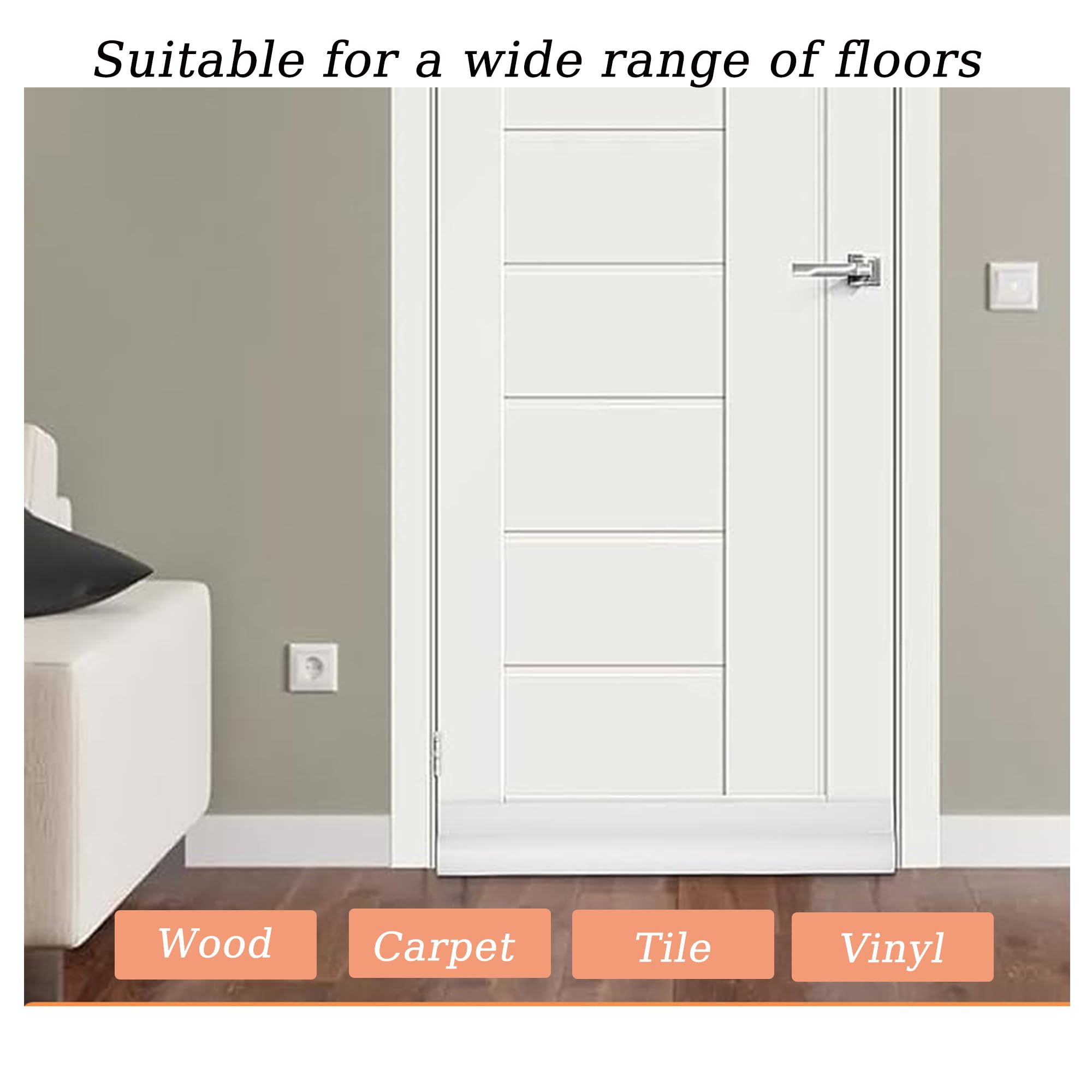 37" Cutable Door Draft Stopper Bottom One Sided Blockers for Bottom of Door Reduce Noise Cold Air, Dust, insulate Fits for Interior/Exterior Doors,1 Pack