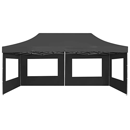 Professional Folding Party Tent with Walls Aluminum,Fruit Stand Gazebo,Deck Gazebo,Camping Gazebo,Hardtop Gazebo,Featuring a Folding Design,for Barbeque,Garden Party,Markets,19.7'x9.8' Anthracite
