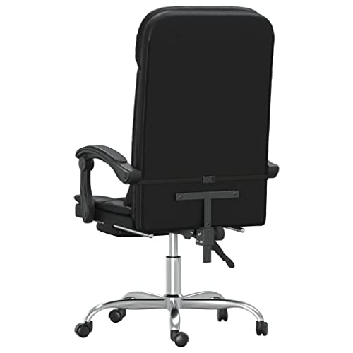 WEHUOSIF Scandinavian Minimalist Massage Reclining Office Chair, Black Faux Leather