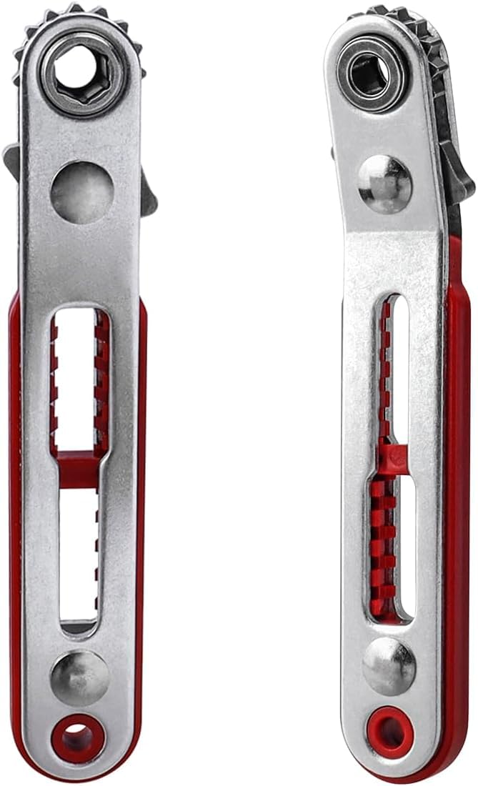 Bestgle 2pcs Mini Ratchet Wrench Set, 1/4" Drive Socket High Torque Offset Reversible Small Ratcheting Offset Screwdriver Tool - Flat Head & Elbow Head