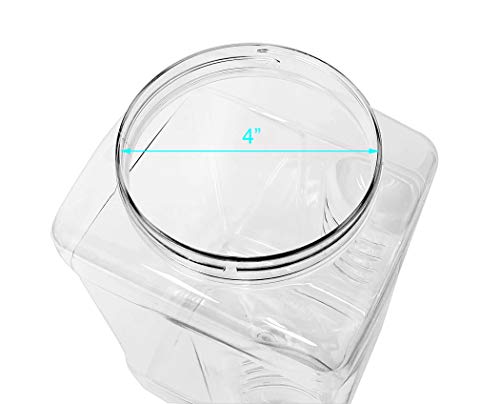 ljdeals 1 Gallon Clear Plastic Storage Containers Grip Jars, Wide Mouth Square Canisters, Pack of 2, BPA Free, Food Safe, Made in USA