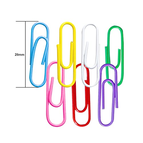 200 Paper Clips 28mm Colorful Paper Clips,Small Paper Clips Reusable Paper Clips for School, Office, Folders, Bookmarks, DIY Albums, Etc