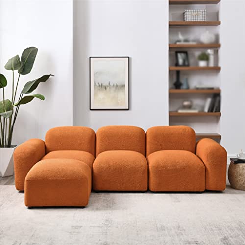 sgzyl L-Shape Modular Sectional Sofa,DIY Combination,Teddy Fabric,Orange.
