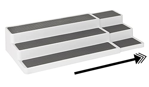 Homeries Expandable 3-Tier Spice Rack Modern Design Waterproof and Non Skid Shelf Kitchen Organizer for Pantry Cabinet or Countertop Use (1 Pack, 3 Tier Expandable)