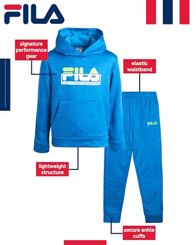 Fila Boys' Sweatsuit Set - 2 Piece Active Hoodie Sweatshirt and Jogger Sweatpants - Performance Activewear Set for Boys, 8-12, Size 12, Prince Blue