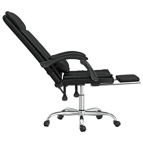 WEHUOSIF Scandinavian Minimalist Massage Reclining Office Chair, Black Faux Leather