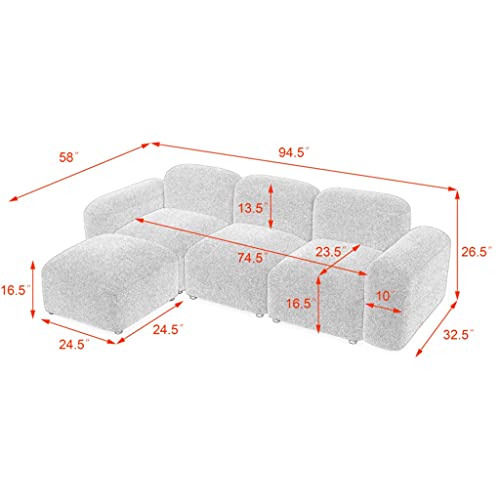 sgzyl L-Shape Modular Sectional Sofa,DIY Combination,Teddy Fabric,Orange.