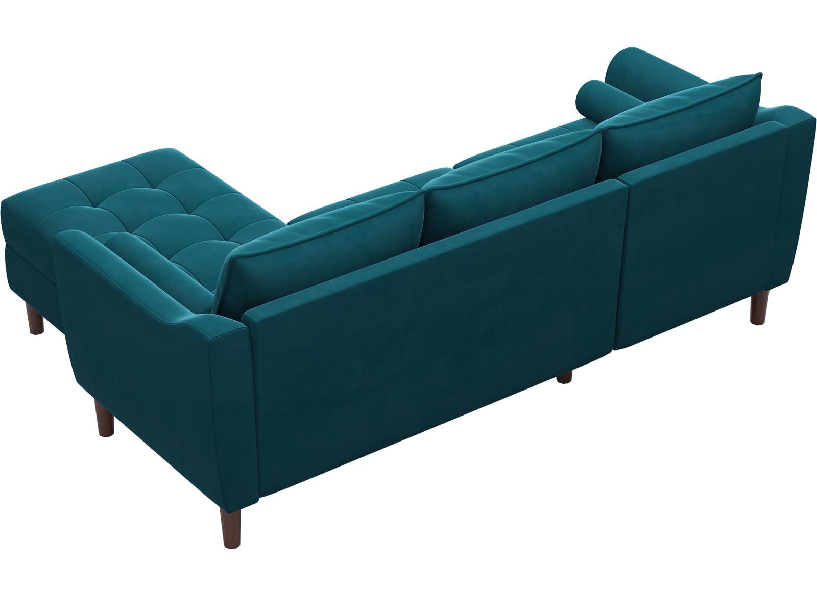 Belffin Reversible Sectional Sofa Couch Mid-Century Modern Velvet L Shaped Sofa 3-Seat Sofa Sectional with Reversible Chaise Foot Rest for Apartment and Small Space Peacock Blue