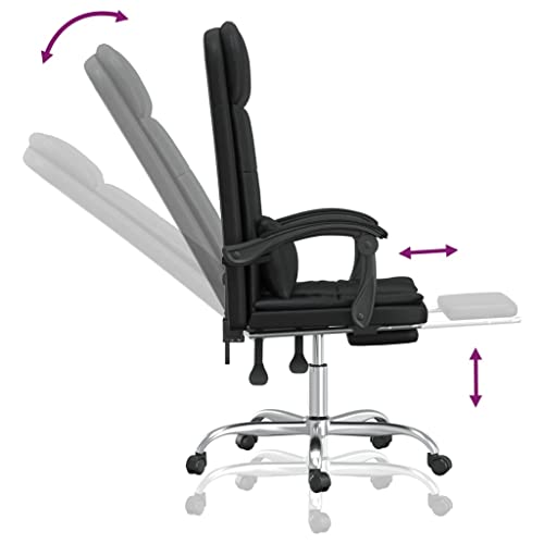 WEHUOSIF Scandinavian Minimalist Massage Reclining Office Chair, Black Faux Leather