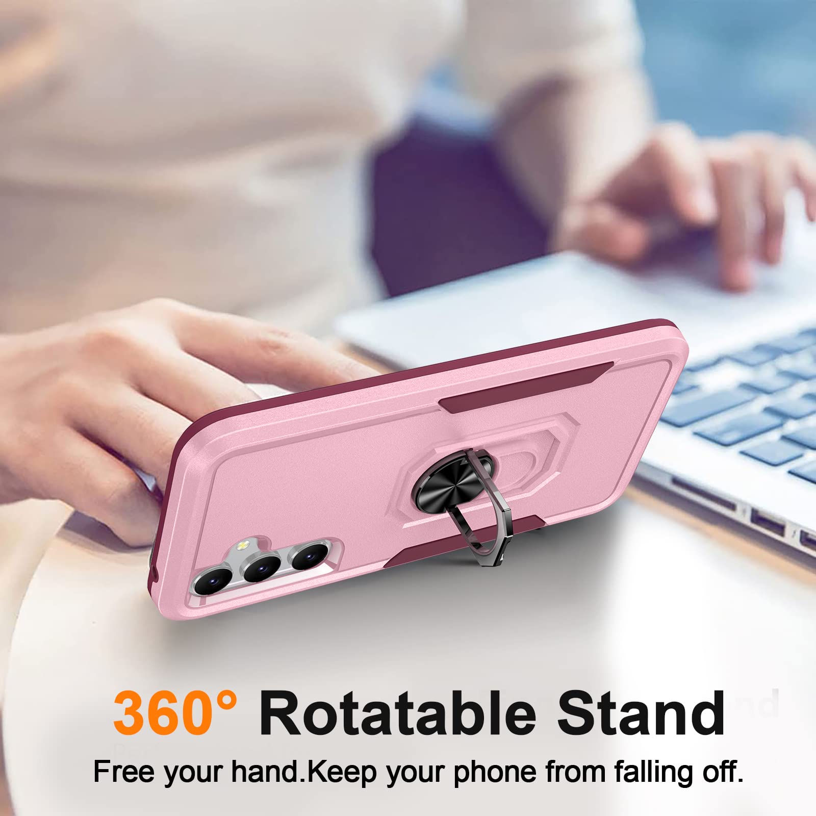 Oneagle for Samsung Galaxy A54 5G Case,[4 in 1] Galaxy A54 5G Case with [2Pcs Tempered Glass Screen Protectors][360°Rotatable Kickstand] 10FT Military Shockproof Rugged Samsung A54 5G Phone Case 6.4"